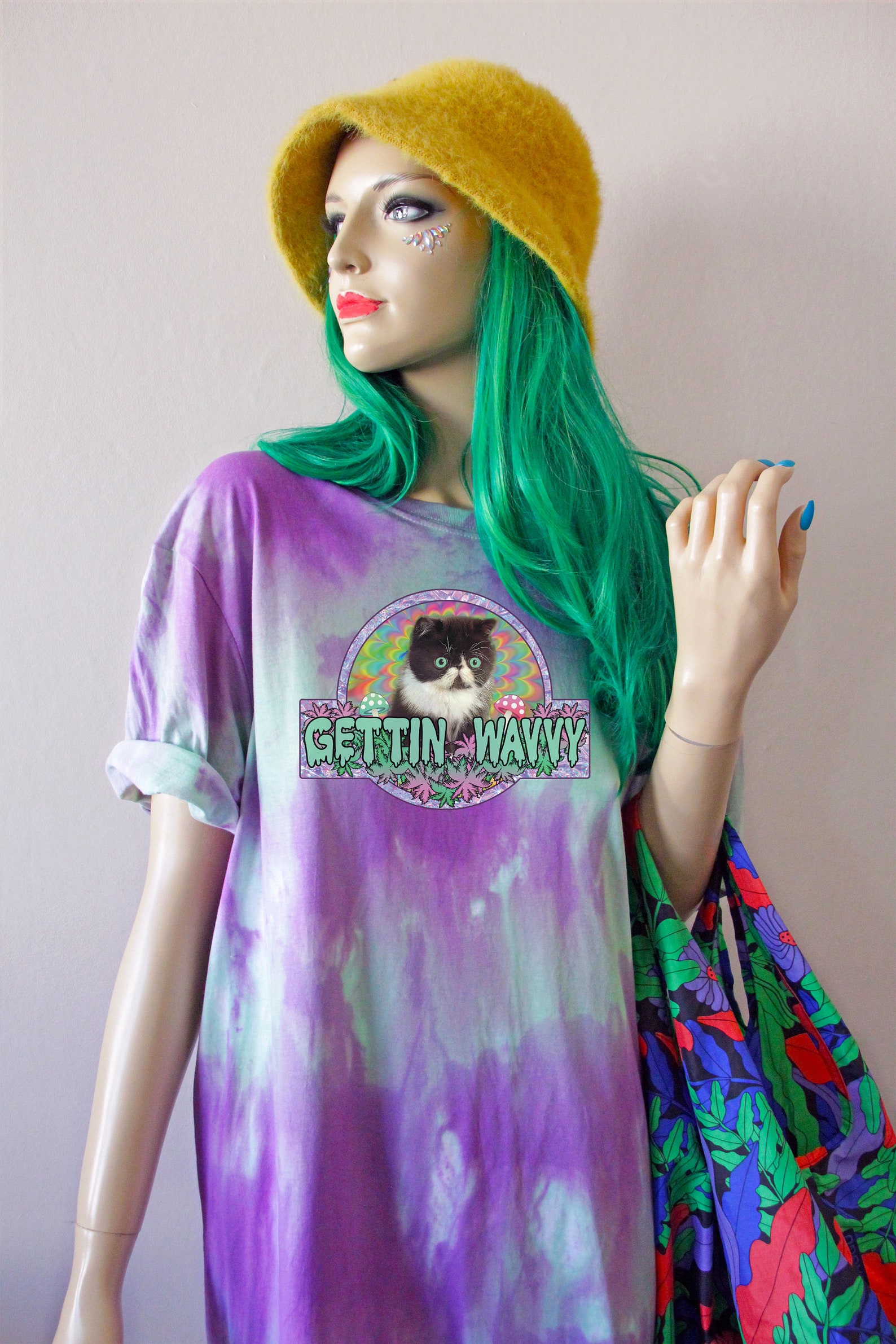 Wavvy Cat Tie Dye Rainbow T-shirt - Etsy UK