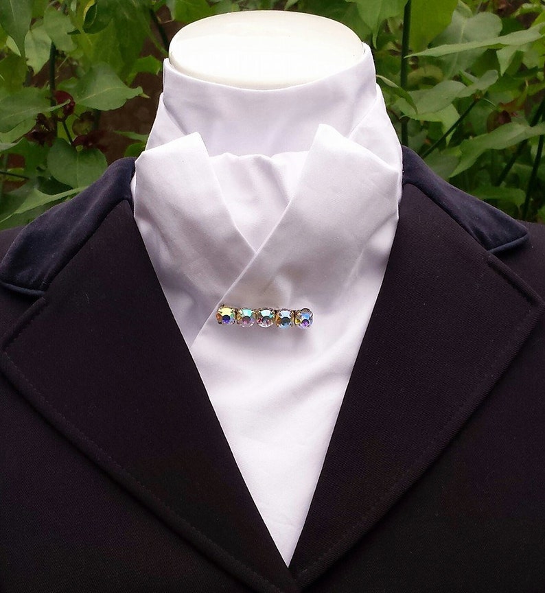 Elegance Plain White 100% Cotton Self Tie Stock, Dressage, Hunting ...