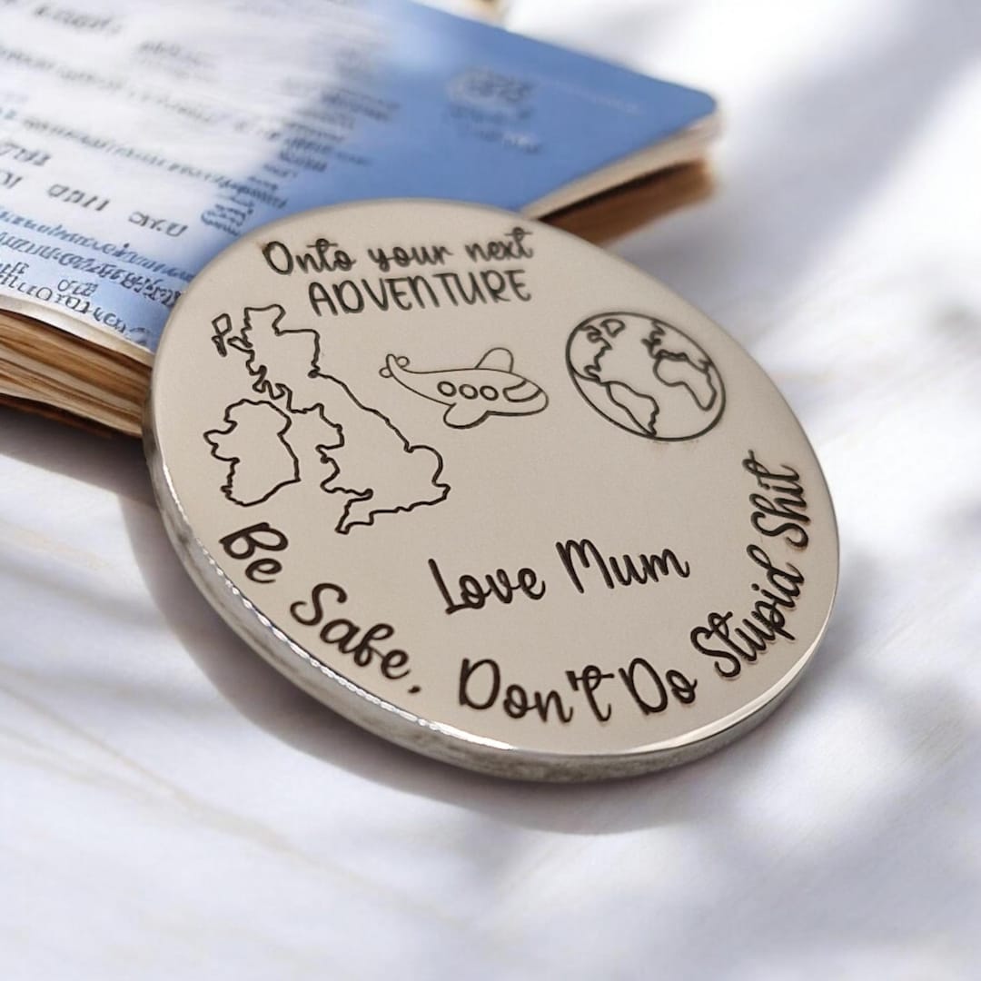 Personalized Travel Token: Stainless Steel Adventure Gift - Etsy