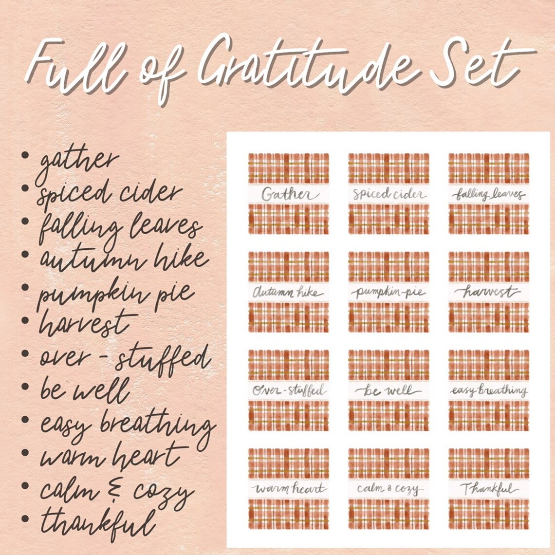 PRINTABLE Labels Art Print Full of Gratitude Label Print Set Digital ...