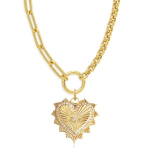 14K Gold Half Paperclip Half Rolo Chain Necklace With Charm Clip ...