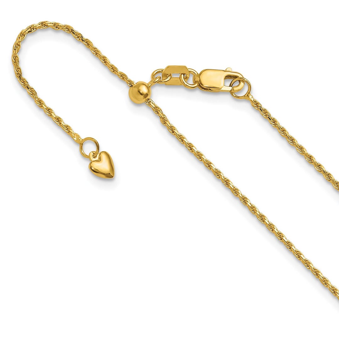 ADJUSTABLE Gold Chain | 14k Solid Gold Rope Chain ADJUSTABLE up to 22 ...