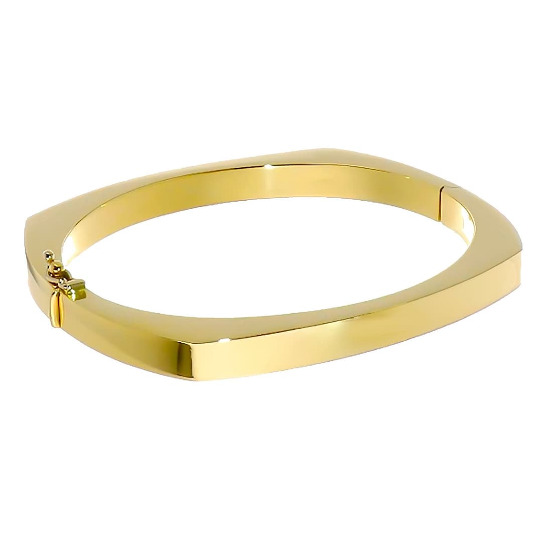 Square Flat Gold Bracelet Bangle 14k Solid Gold, 6MM Hinged Bangle ...