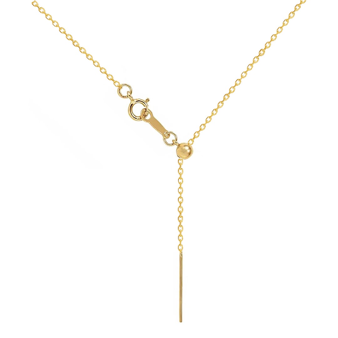 ADJUSTABLE Gold Chain | 14k Solid Gold Cable Chain ADJUSTABLE up to 22 ...
