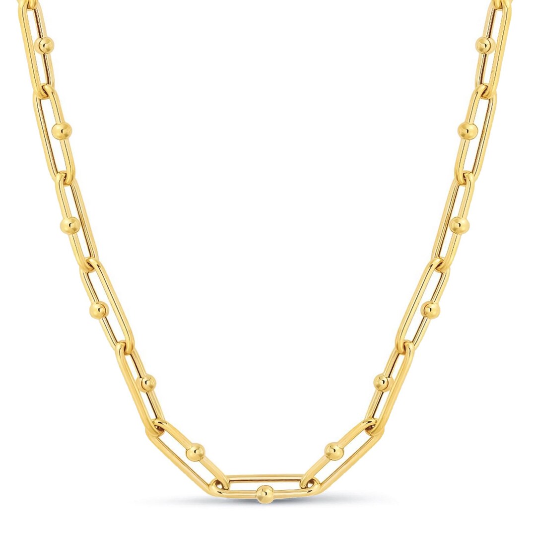 Elongated 14k Gold U-link Chain Necklace 4mm, 5mm, 5.9mm 18 Inch ...