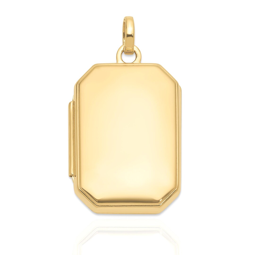 14K Solid Gold Rectangular Engravable Locket | 14k Yellow, White Gold ...