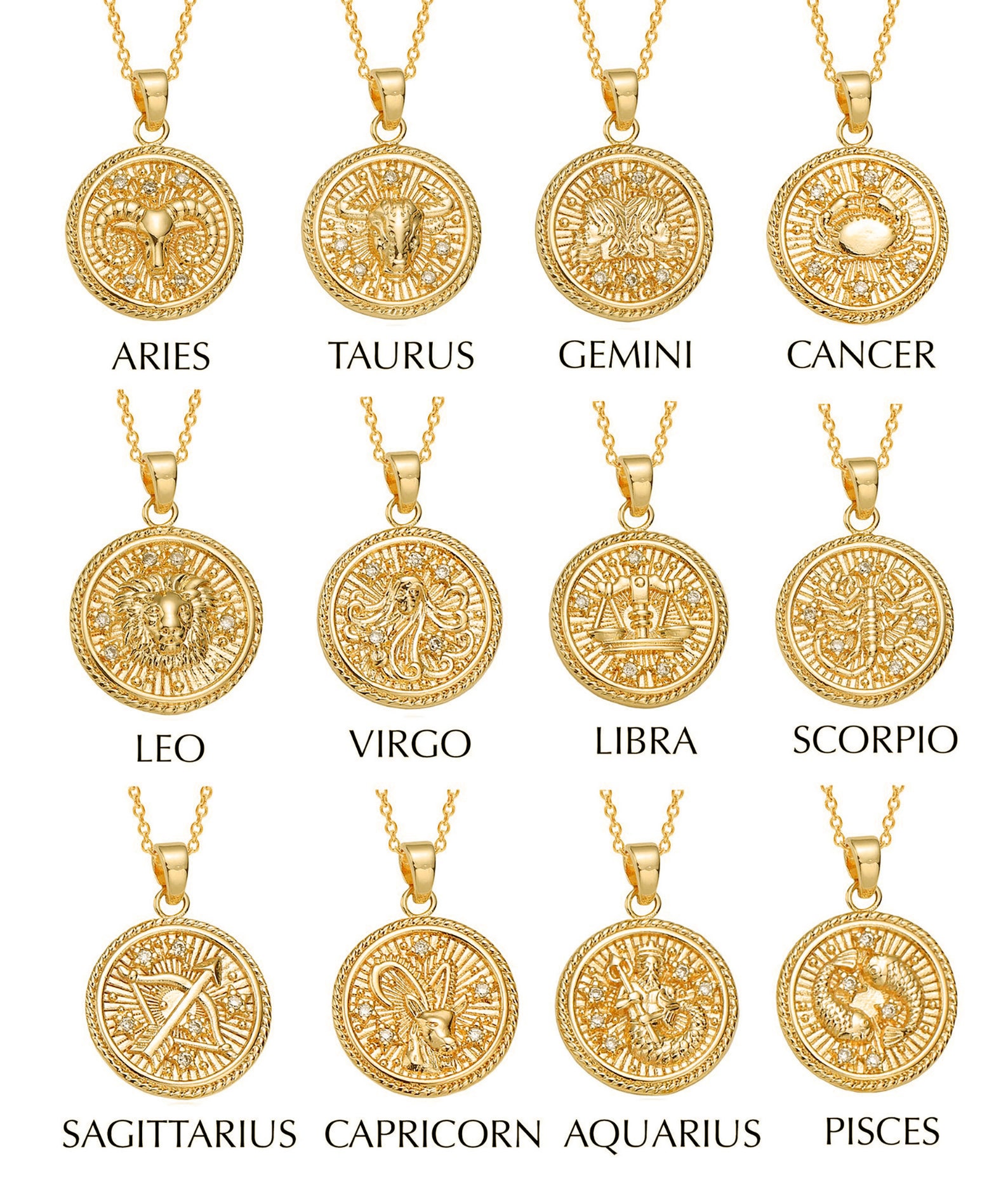 Celestial Jewelry 14k Gold Filled Zodiac Necklace Zodiac Coin - Etsy