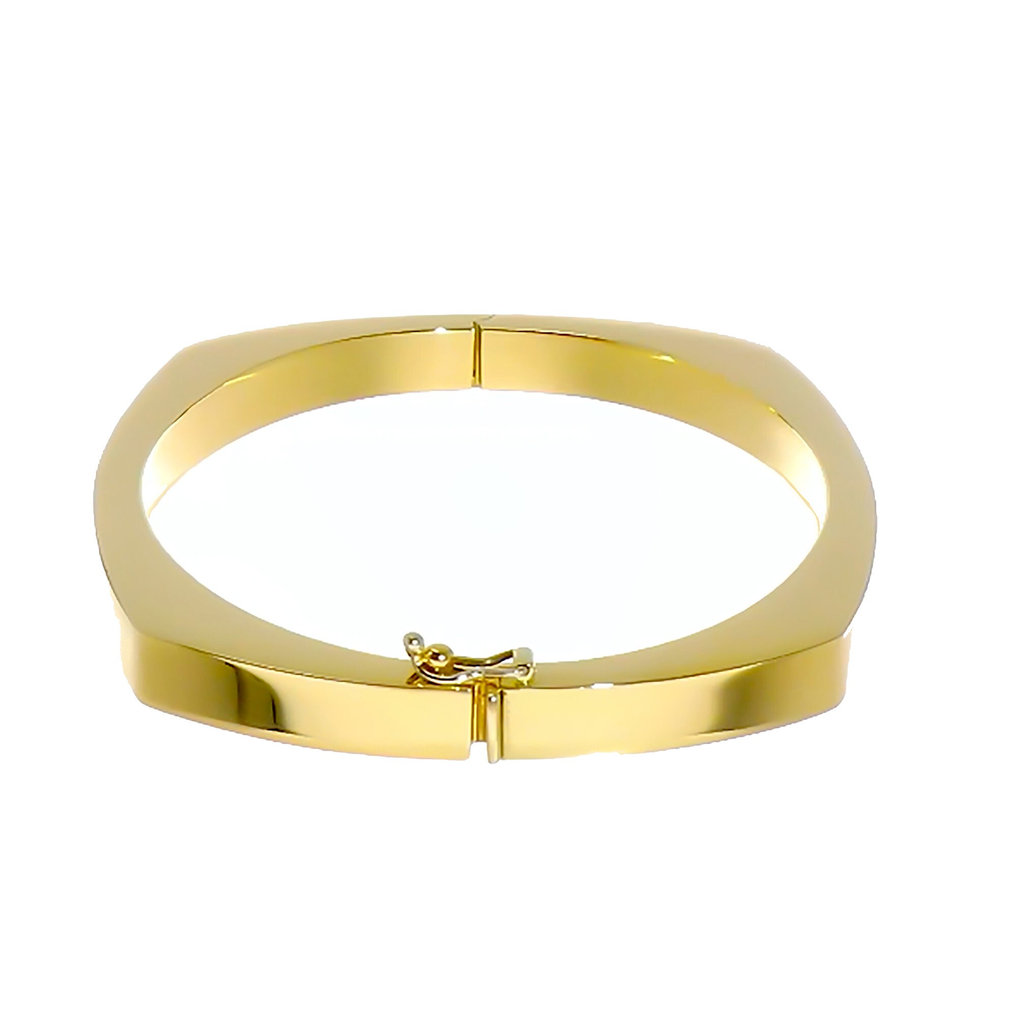 Square Flat Gold Bracelet Bangle 14k Solid Gold, 6MM Hinged Bangle ...