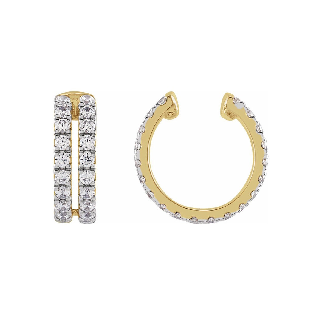 Diamond Ear Cuff 14k Solid Gold Ear Cuffs No Piercing Ear Wrap Lab ...