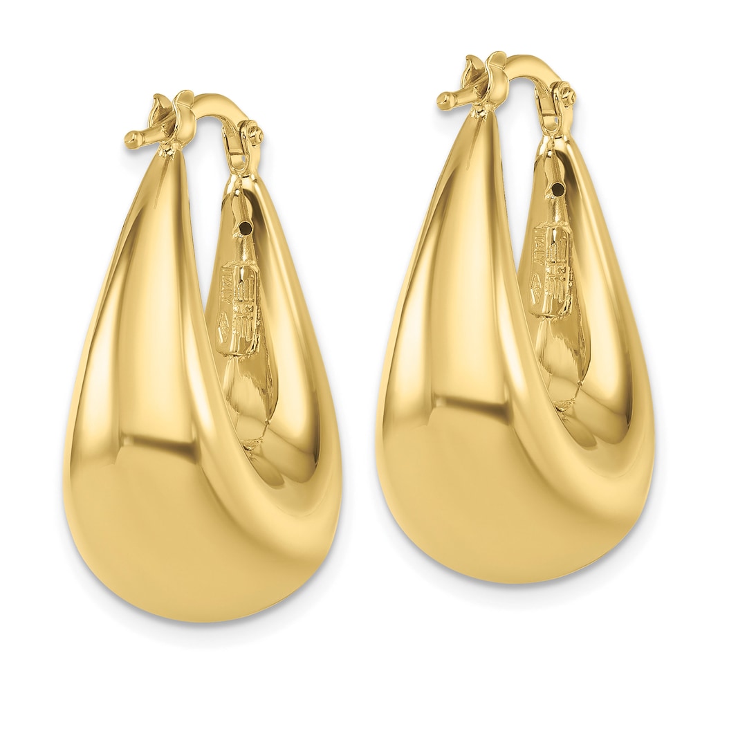 14k Gold Puffed Oval Hoop Earrings 11.4mm Wide, Puffed Hoop Earrings ...