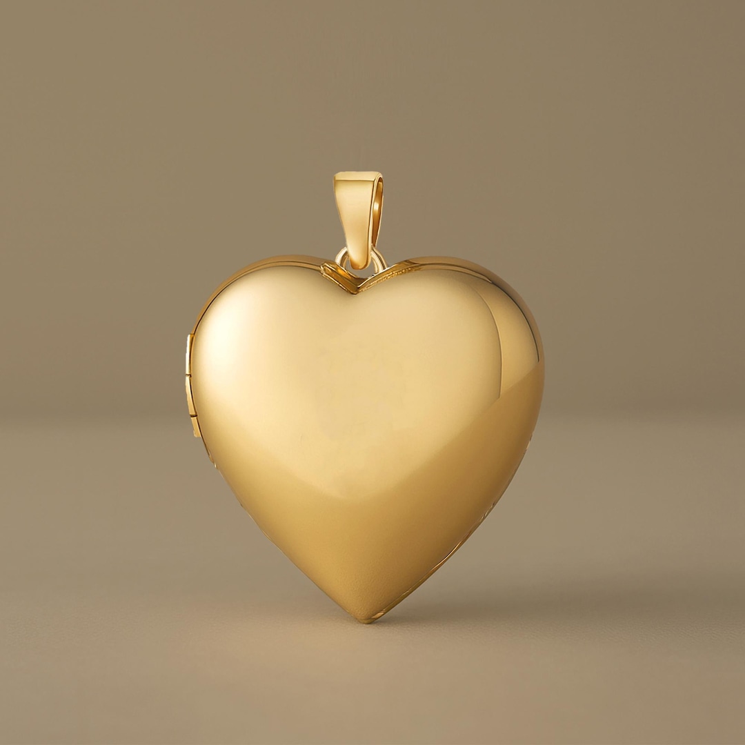 14K Solid Gold Heart Locket, 14k Yellow, Rose, White Gold Engravable ...
