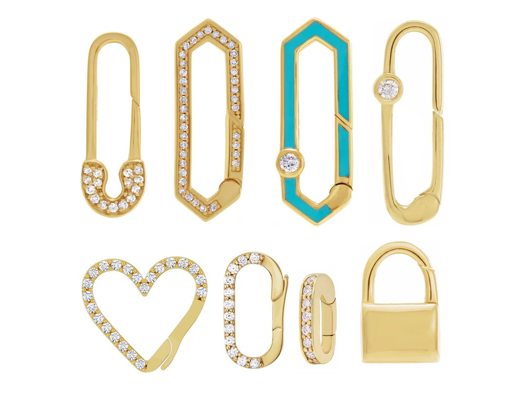 14K Yellow Gold Charm Enhancer for Necklaces Real Gold Charm Holder ...