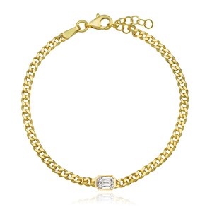 Bezel Diamond Cuban Link Chain 14k Gold Curb Link Bracelet With Heart ...