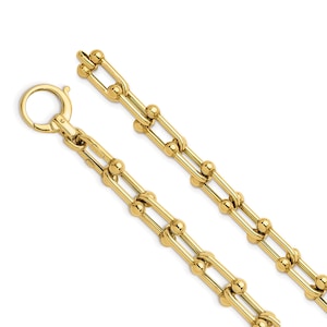 14k Gold U-link Chain Bracelet 9MM Hardware Link Chain Bracelet 16, 18 ...