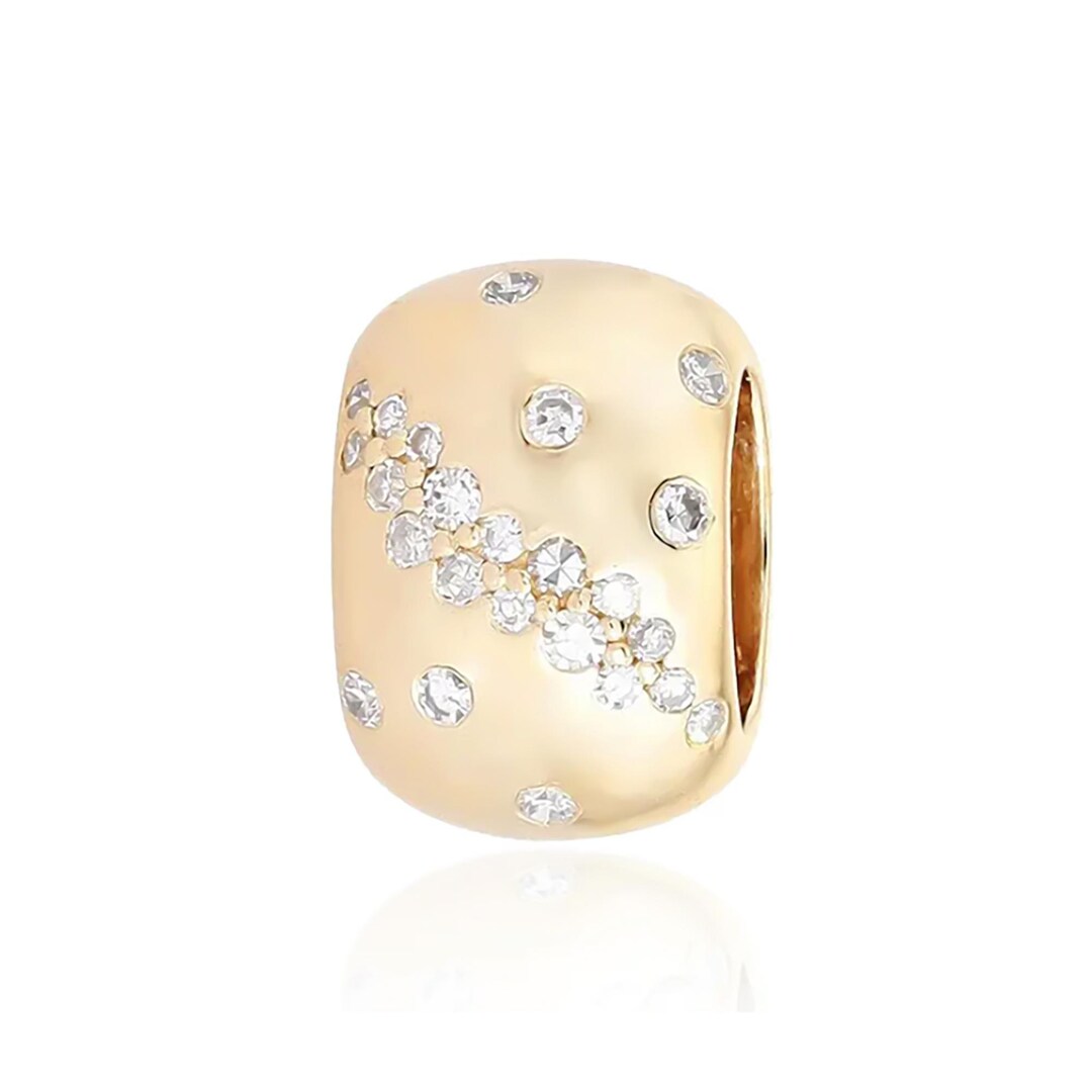 14K Large Diamond Bead Spacer, Diamond Connector Bead Spacer, Diamond ...