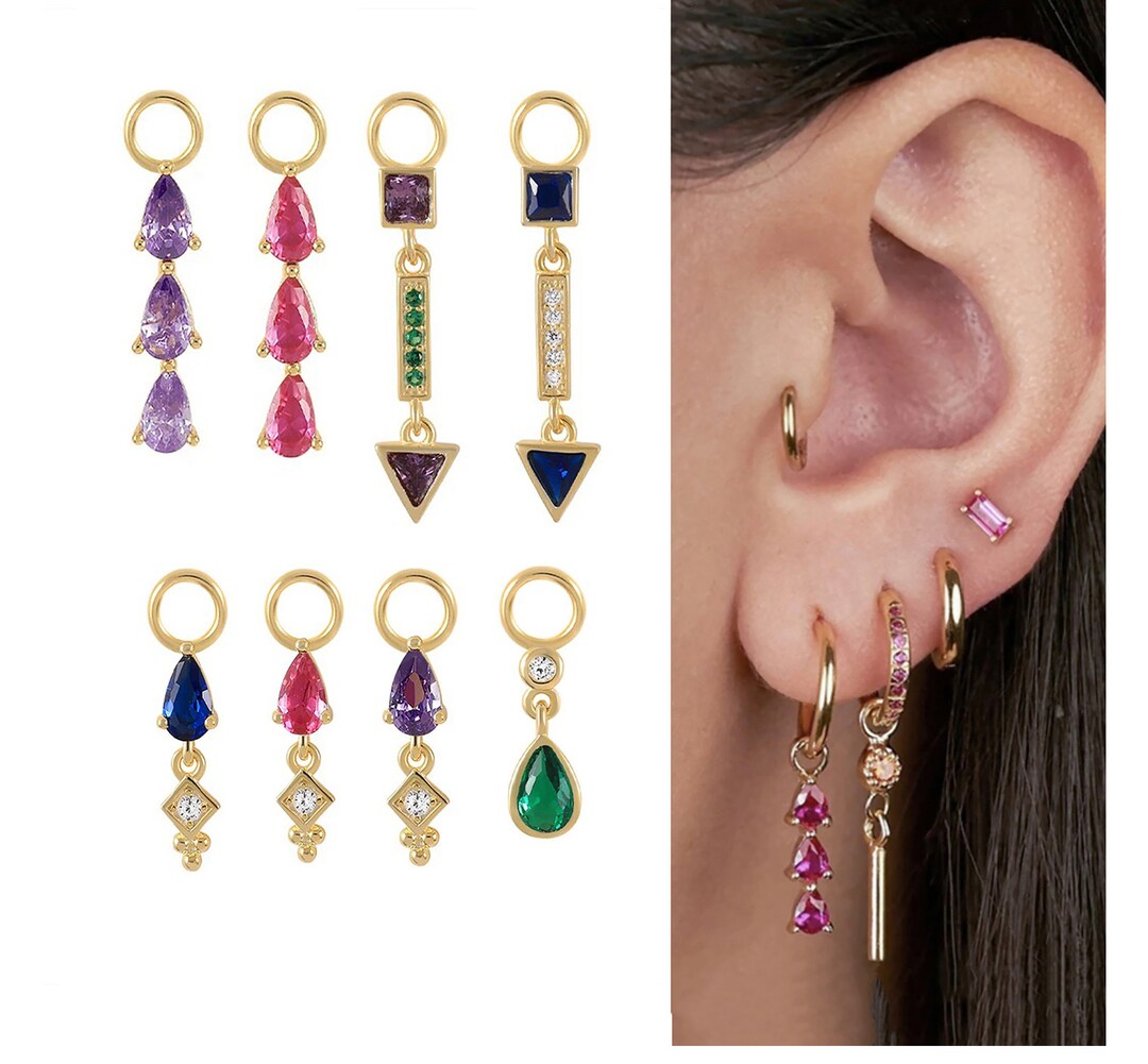 Gold Hoop Charms • BUILD YOUR OWN Hoop Earrings • Huggie Hoop Earring ...