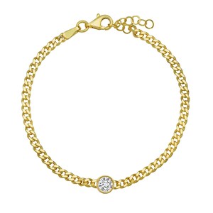 Bezel Diamond Cuban Link Chain 14k Gold Curb Link Bracelet With Heart ...