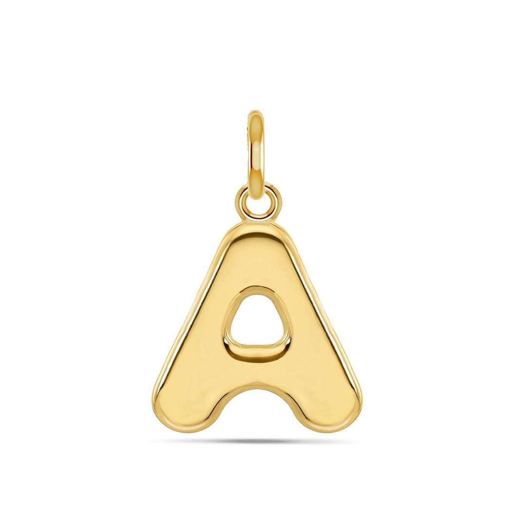 Bubble Initial Necklace 14K Gold Balloon Letter Necklace, Personalized ...