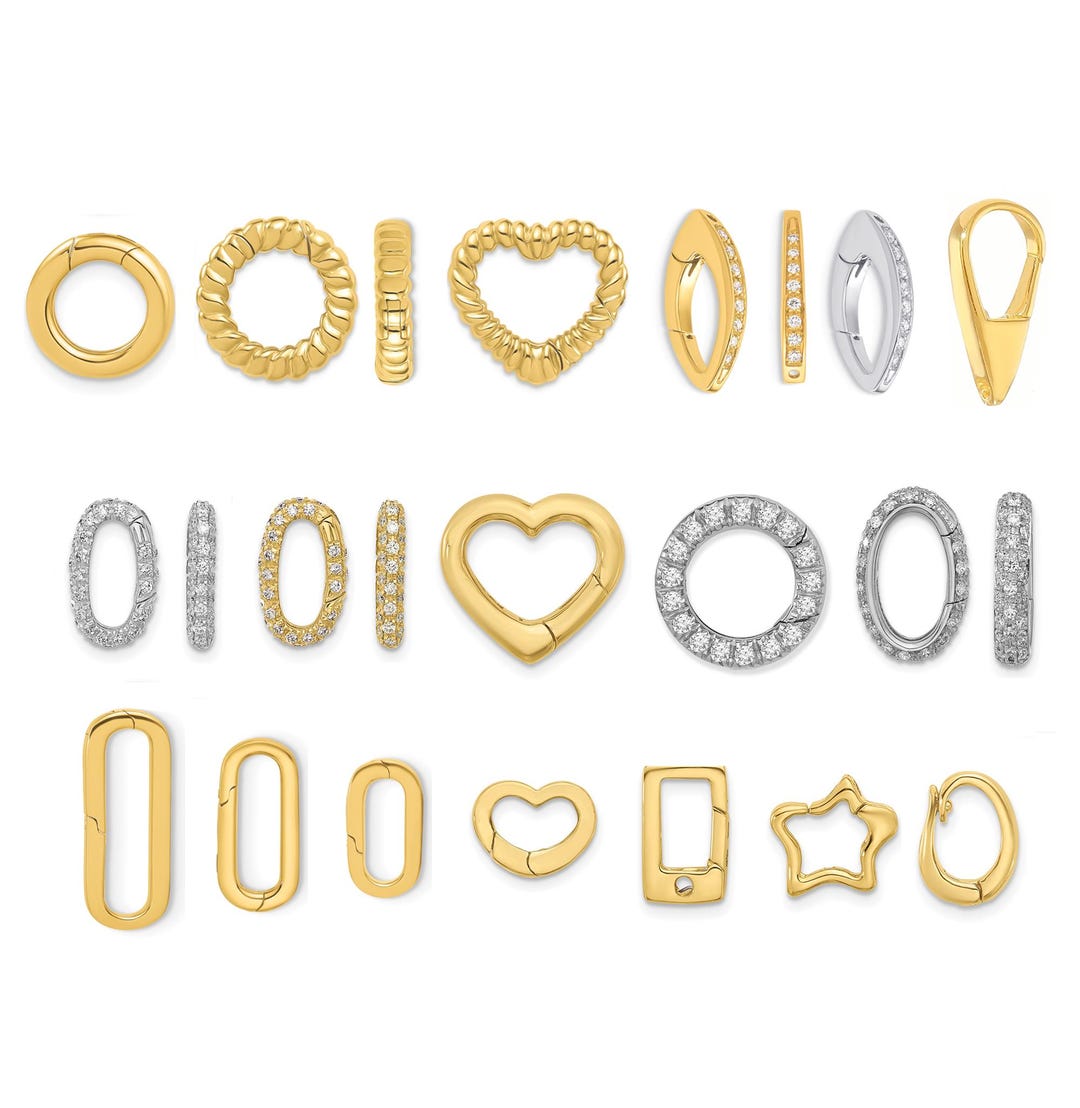 14K Yellow Gold Charm Enhancer for Necklaces Real Gold Charm Holder ...