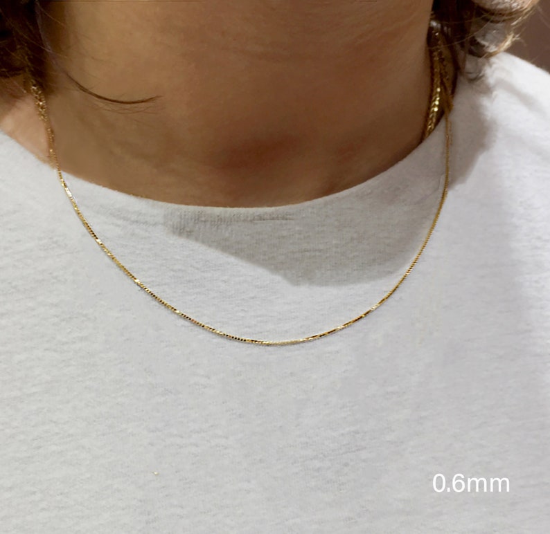 Solid 14K Yellow Gold Box Chain Necklace 16 18 | Etsy