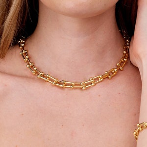 14k 18k White Gold U-link Chain Necklace 9MM Hardware Link Chain ...