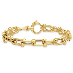 14k Gold U-link Chain Bracelet 9MM Hardware Link Chain Bracelet 16, 18 ...