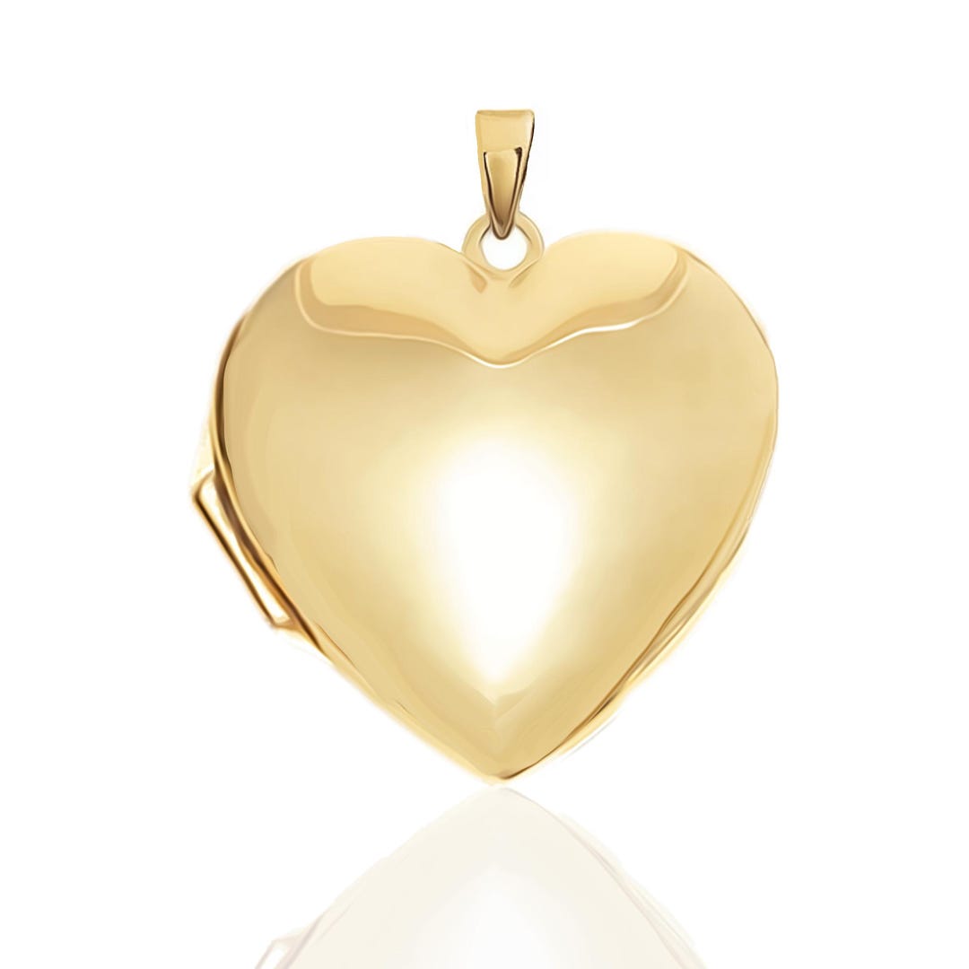 14K Solid Gold Heart Locket, 14k Yellow, Rose, White Gold Engravable ...