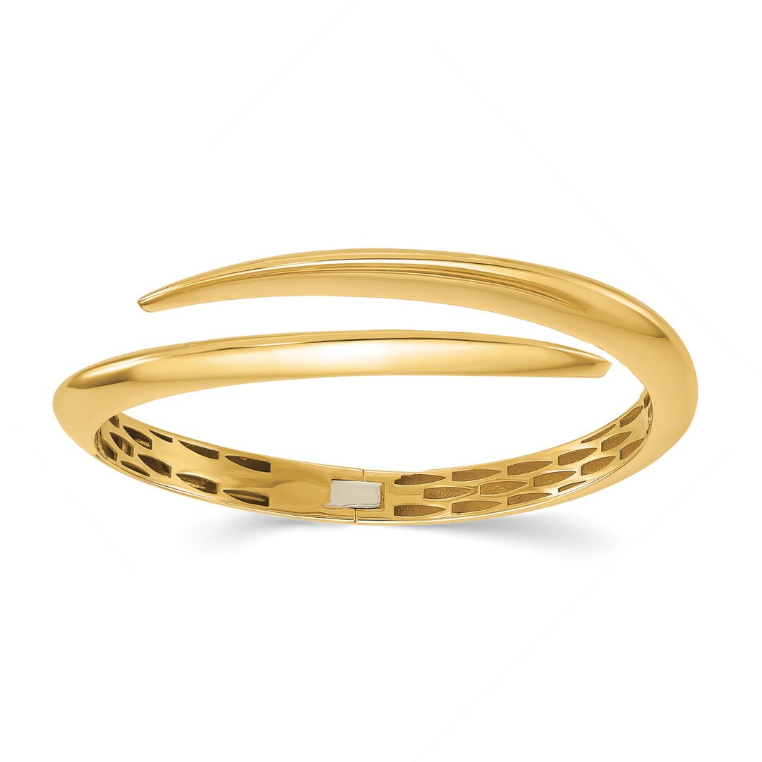 Cuff Bangle Bracelet 14K Gold Hinged Bangle Bracelet for Women | Claw ...