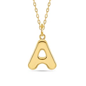 Bubble Initial Necklace 14K Gold Balloon Letter Necklace, Personalized ...