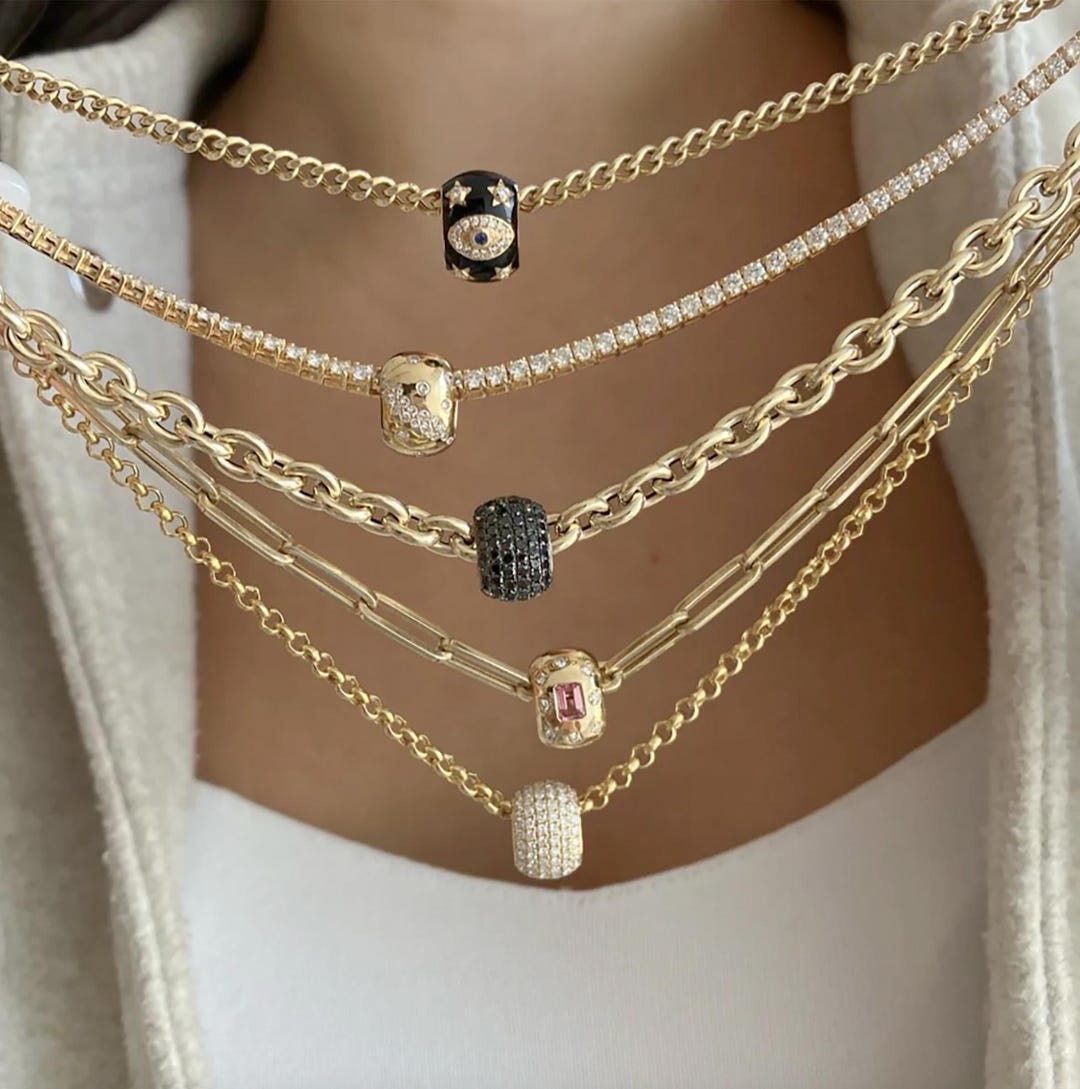 14K Large Diamond Bead Spacer, Diamond Connector Bead Spacer, Diamond ...