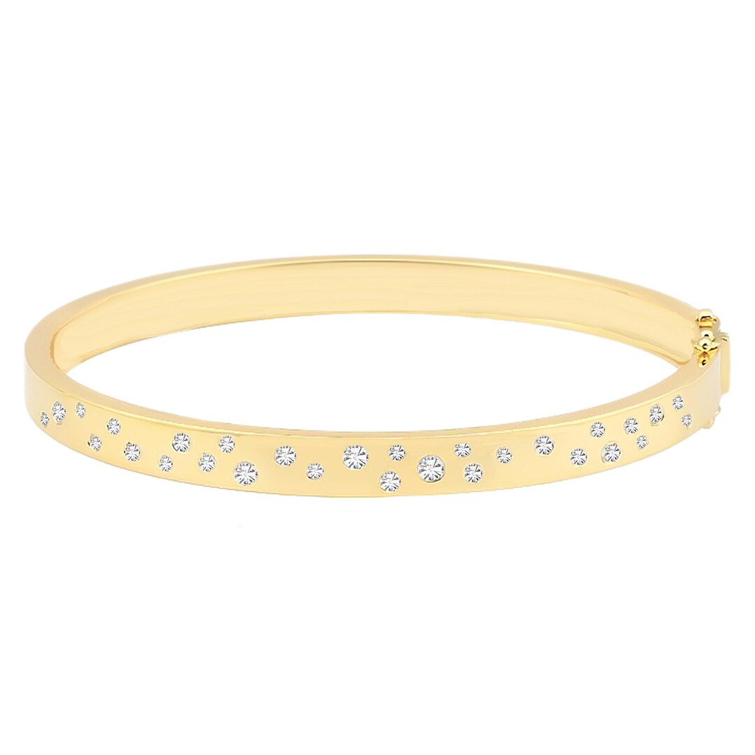 14K Gold Scattered Diamond Bangle Bracelet | Luxury Bracelet | Stacking Bracelet for Women ...