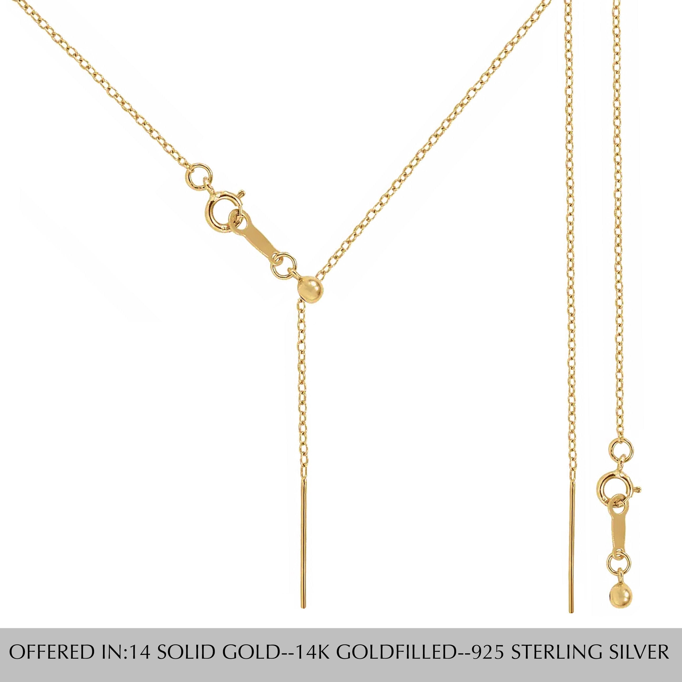 ADJUSTABLE Gold Chain 14k Solid Gold Cable Chain ADJUSTABLE | Etsy