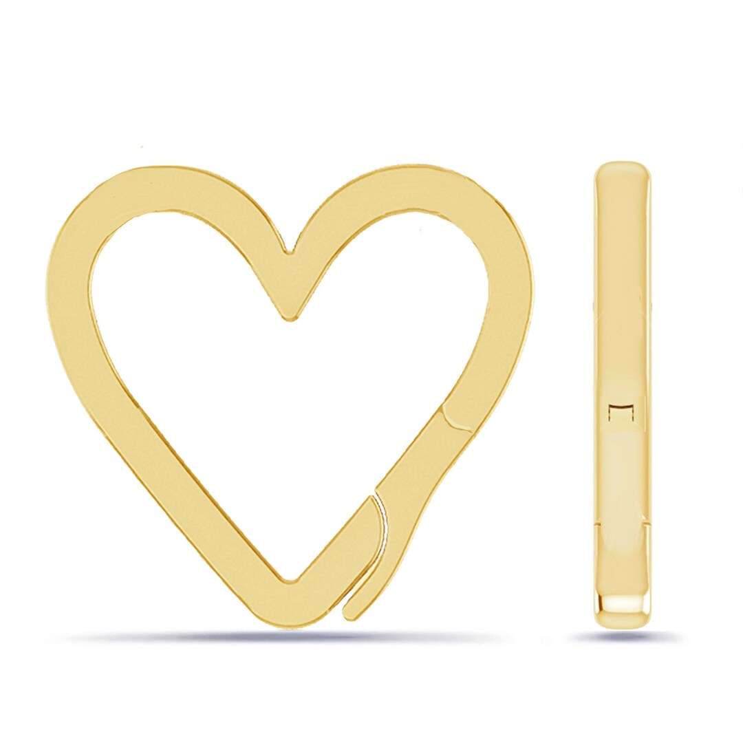 14K Yellow Gold Heart Charm Enhancer for Necklaces | Real Gold Charm ...