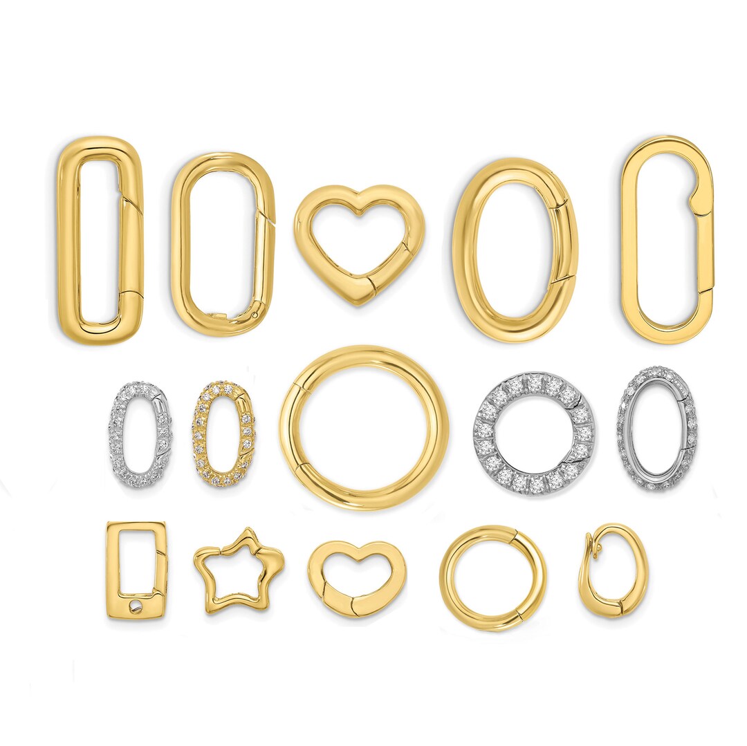 14K Yellow Gold Charm Enhancer for Necklaces Real Gold Charm Holder ...