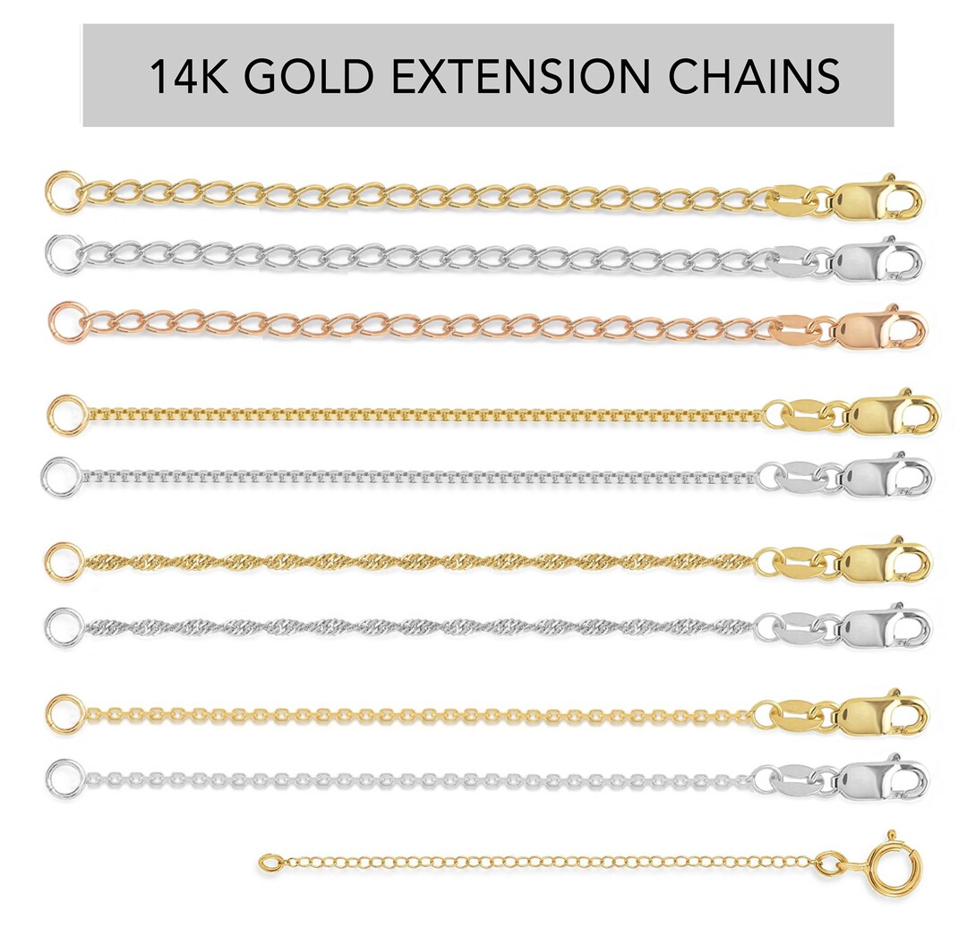 14K Solid Gold Necklace Extender / Gold Extension Chain / 14K - Etsy.de