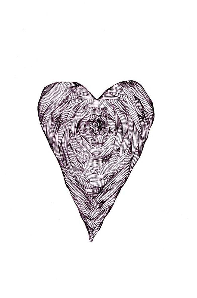 Interlocking Heart Art Print of an Original Drawing Available 5x7 or ...