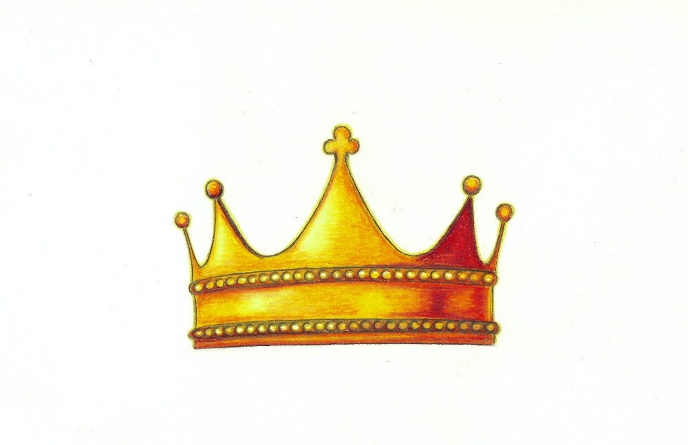 Golden Crown Art Print of an Original Drawing Available - Etsy