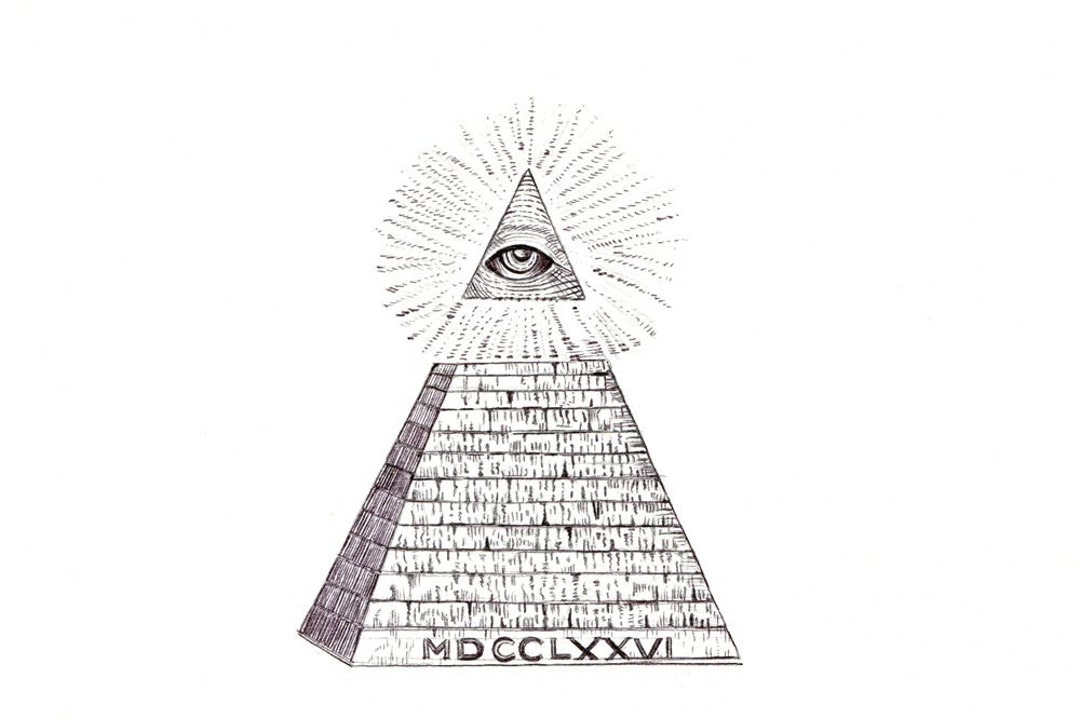 Dollar Bill Pyramid Art Print of an Drawing Available 5x7" or 8x10" - Etsy