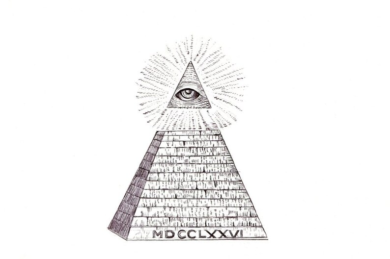 Dollar Bill Pyramid Art Print of an Drawing Available 5x7" or 8x10" - Etsy