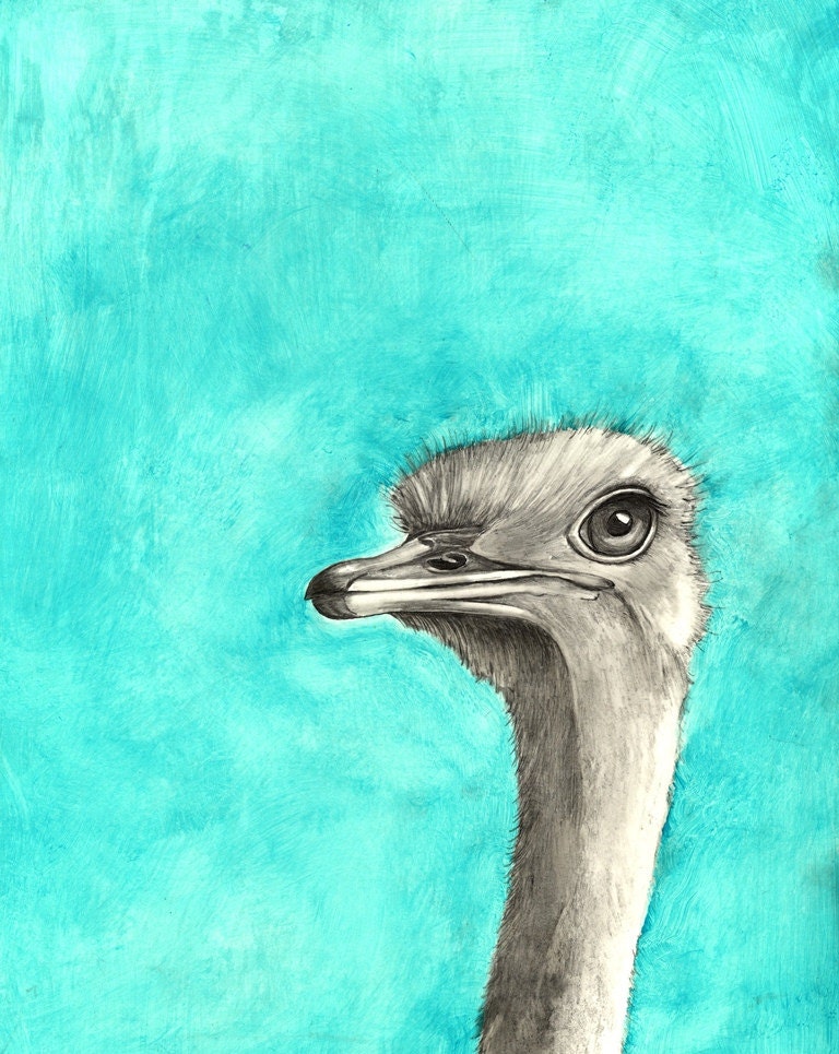 Ostrich Print: Digital Print of an Original Painting Available - Etsy ...