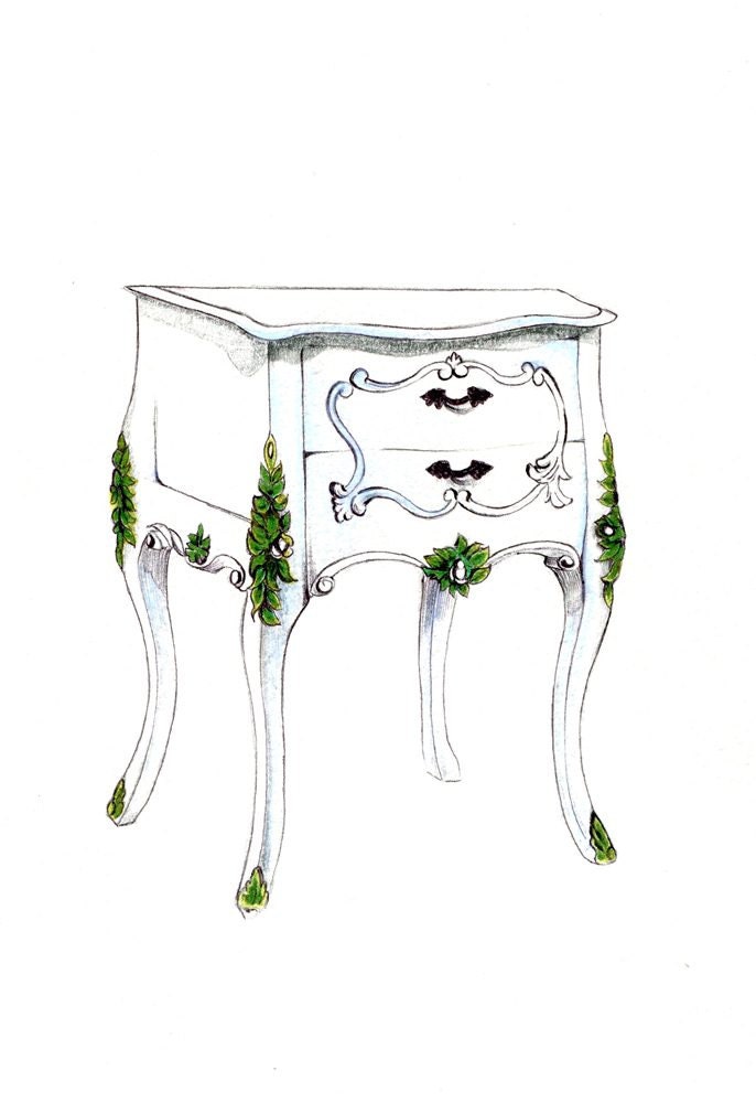 Fancy Table Art Print of an Original Drawing Available 5x7 or 8x10 - Etsy