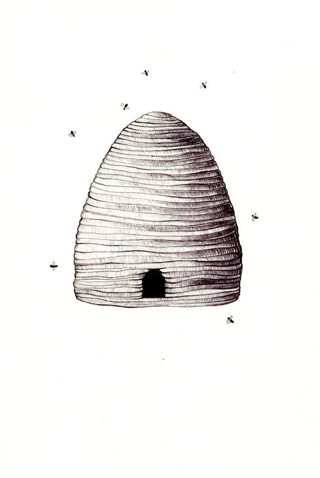 Beehive Art Print of an Original Drawing Available 5x7" or 8x10" - Etsy