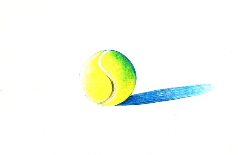 Tennis Ball Print: Digital Print of an Original Drawing Available 5x7 ...