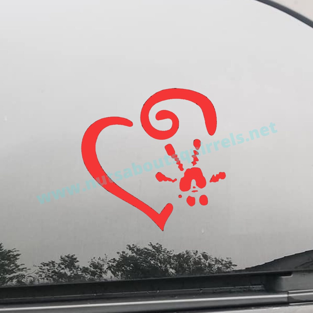 Rat Paw Print in Heart Vinyl Decal, Rat Sticker for Cars, Rat Decal for ...