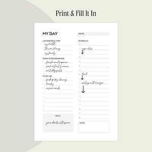 Printable Daily Planner PDF, Daily Schedule, Daily to Do List, Undated ...