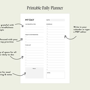 Printable Daily Planner PDF Daily Schedule Daily to Do List - Etsy