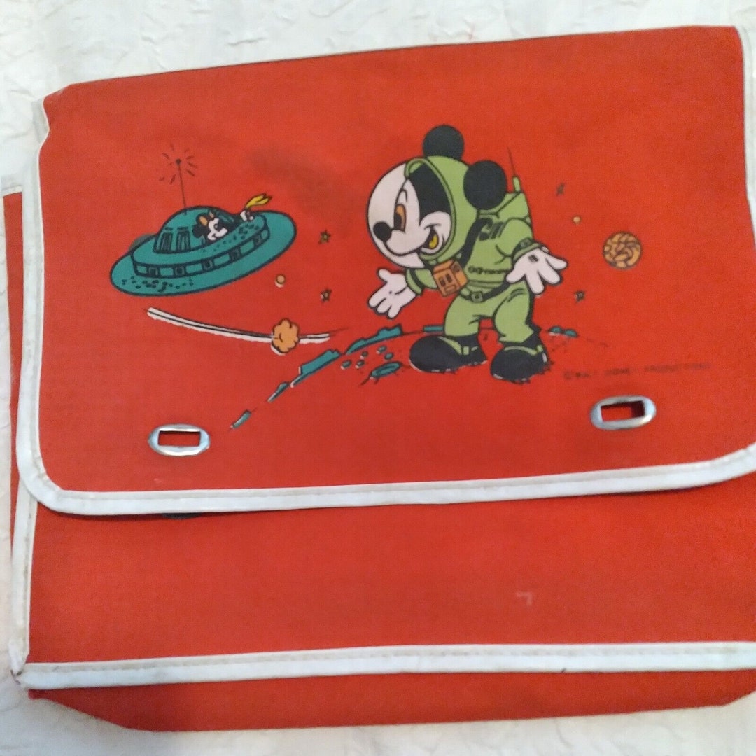 Vintage 1960's Disney Mickey Mouse Astronaut Book Bag Flying Saucer - Etsy