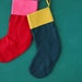 Multi Color Christmas Stocking, Color Blocked Linen Stockings, Teal ...