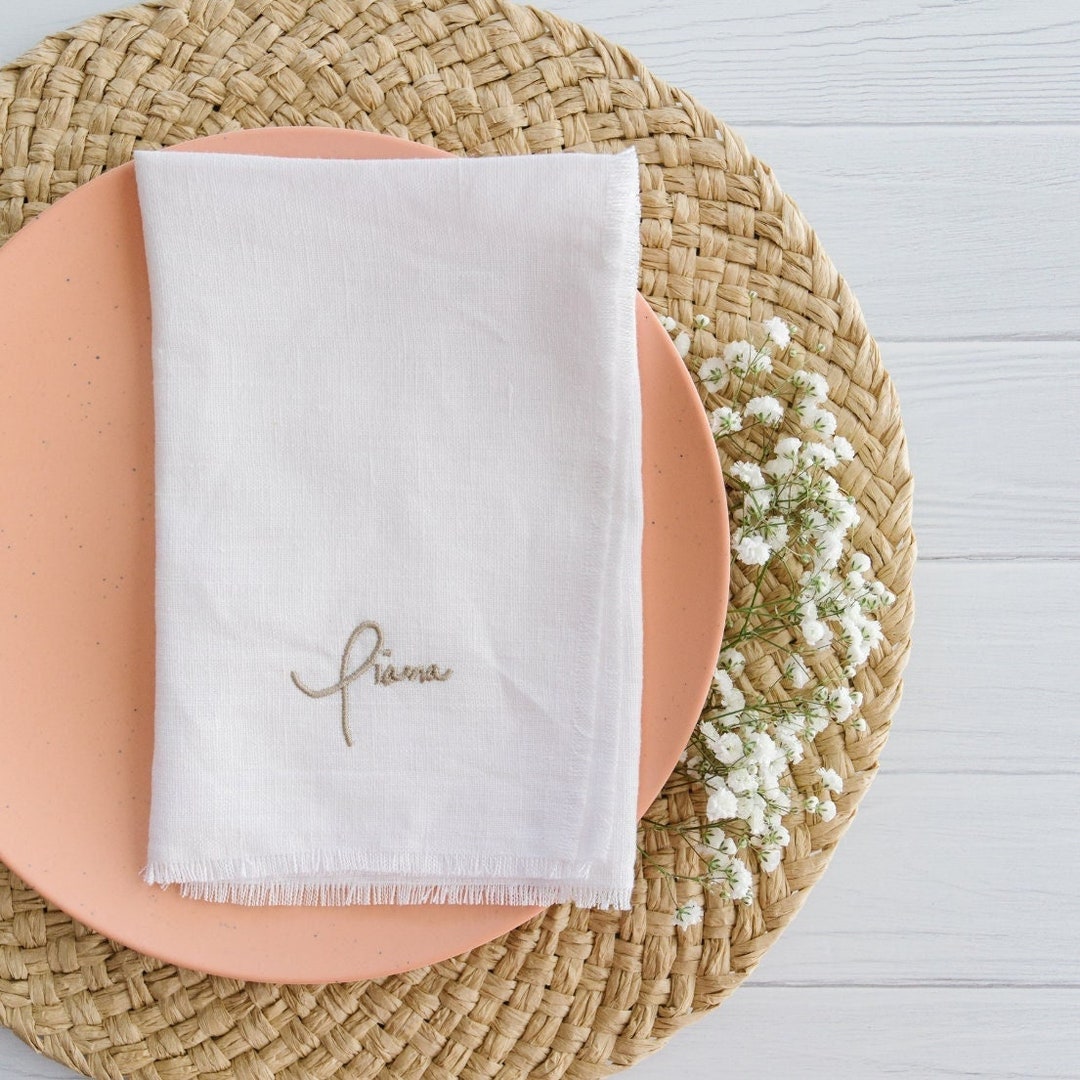 Personalized Linen Napkins: Custom Handwriting Embroidered Gift - Etsy