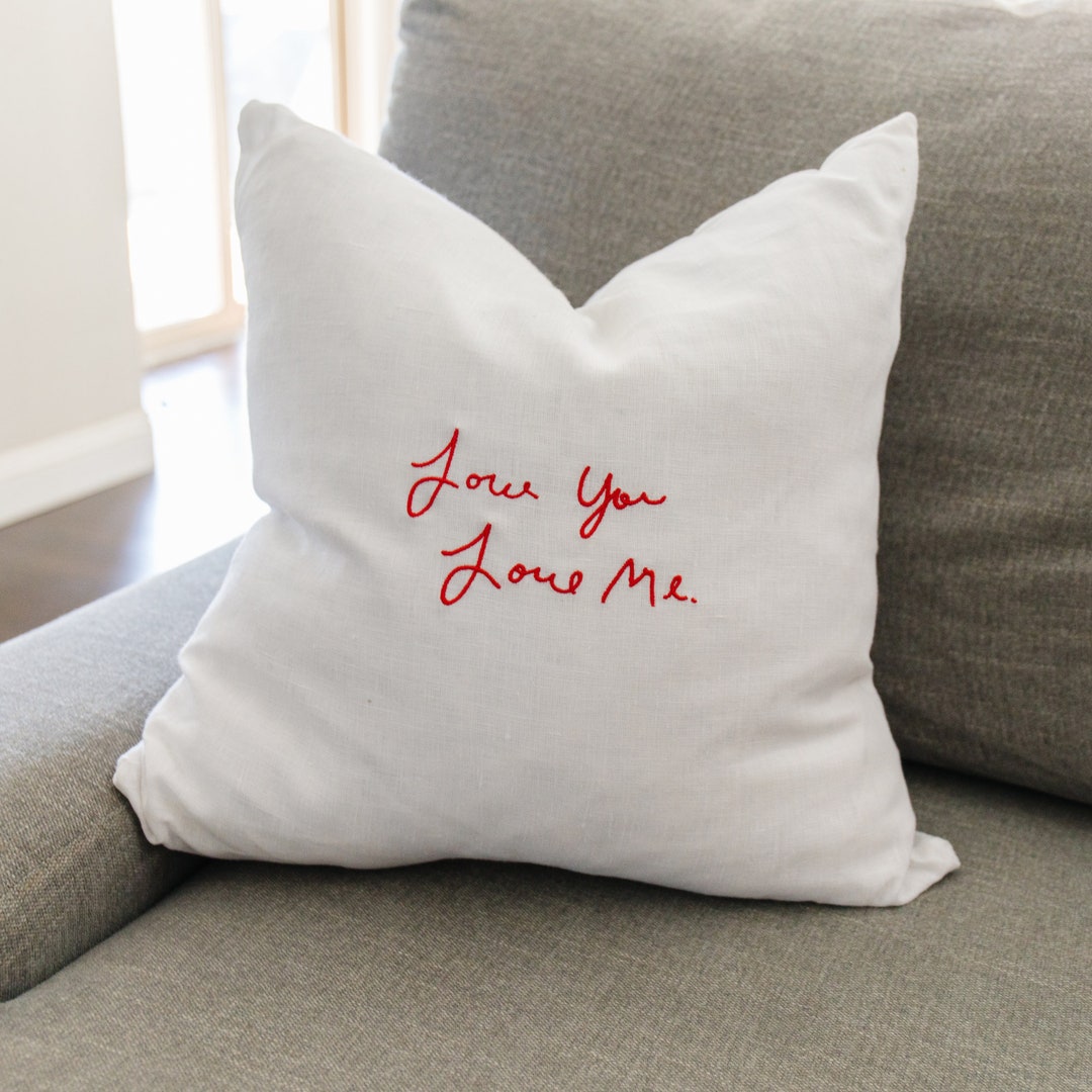 Custom Embroidered Handwriting Pillow Cover, Actual Handwriting ...